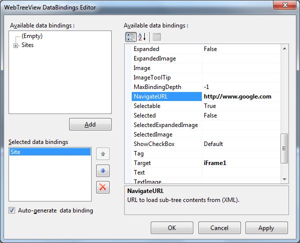 Intersoft Solutions Support Webtreeview Tutorial Configure Navigateurl And Target Properties